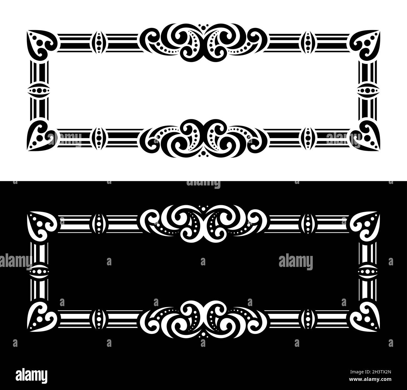 Vector rectangular decorative Frames for greeting text, monochrome ...