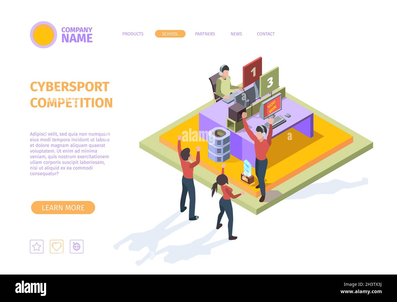 Cybersports. Gaming competition playing player sitting at desks with ...