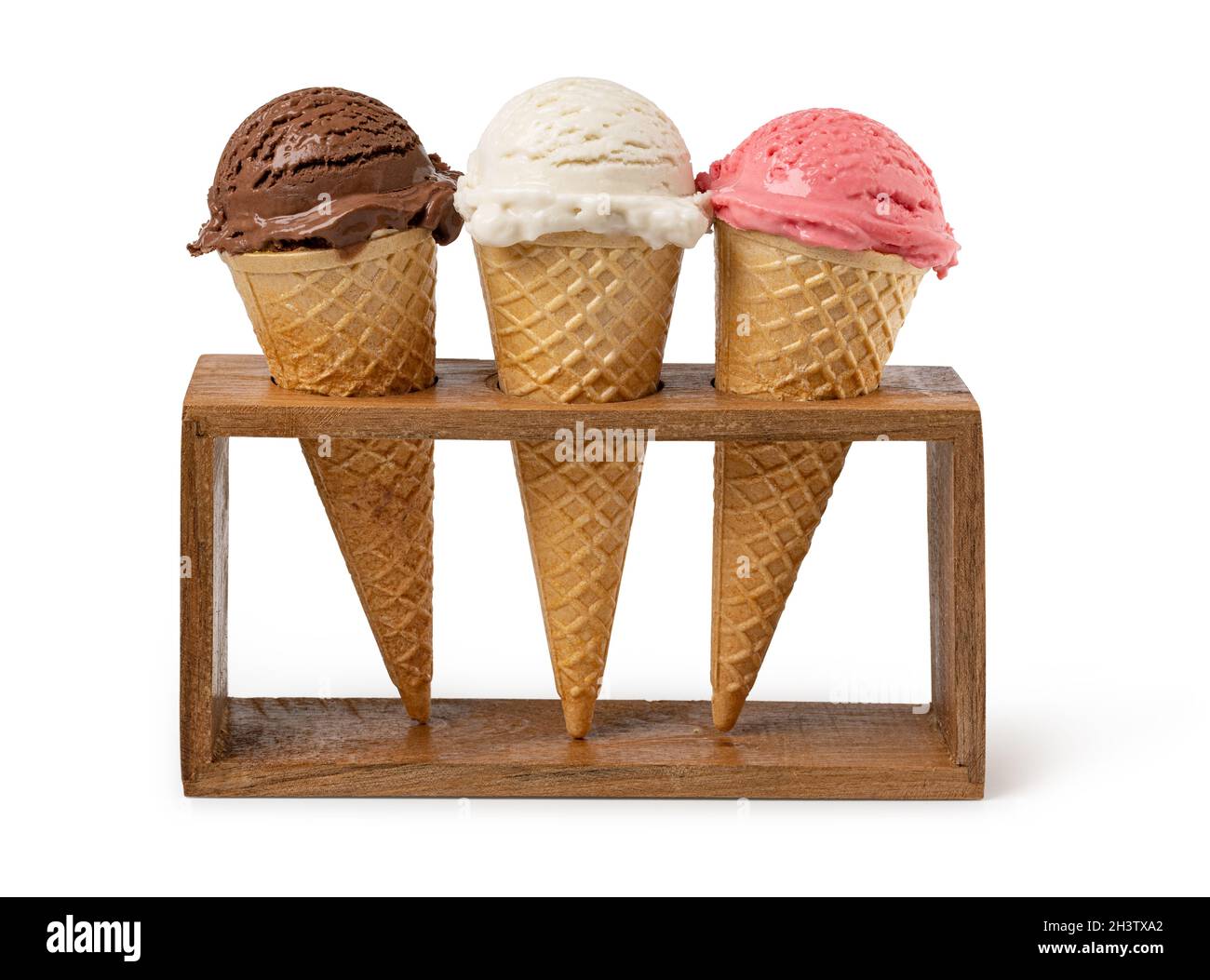 Ice cream waffle cone on white background Stock Photo - Alamy
