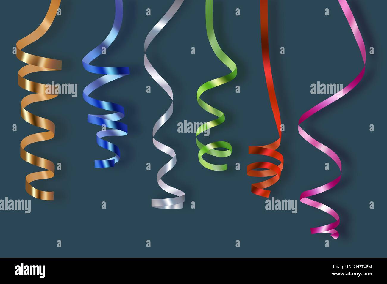 Realistic confetti. Party colored ribbons serpentine vector collection ...