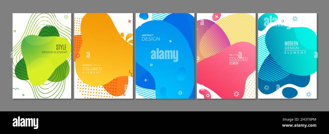 Abstract shapes cards. Advertising banners, contemporary bright flyers ...