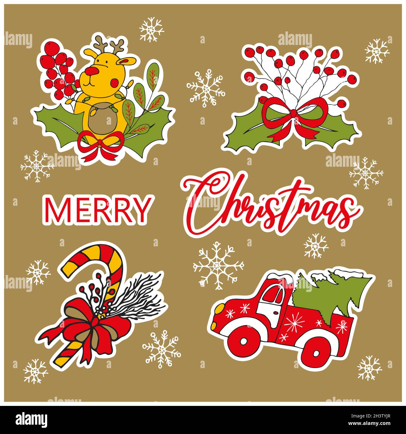 Set stickers christmas new Stock Vector Images - Alamy
