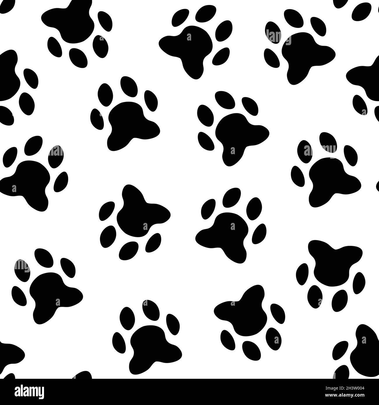 Flat cartoon animal footprint silhouette seamless pattern. Cat or dog ...