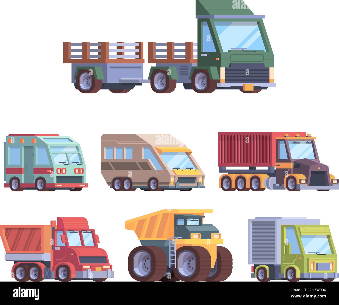 Trucks collection. Heavy industry and cargo service vehicles postal ...