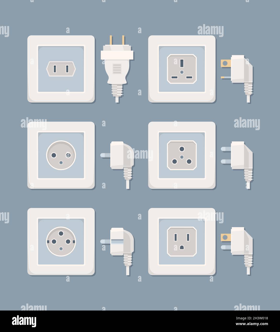 Electric plug. Electricity collection american and european plugged ...