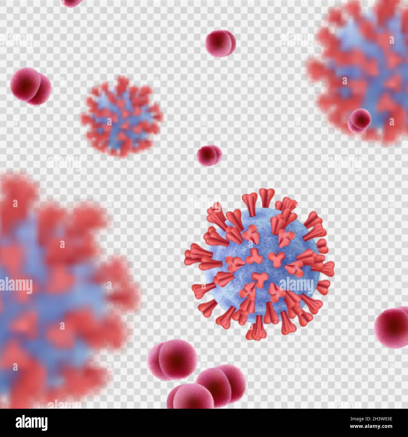 Bacteria poster. Realistic microorganism on transparent background ...