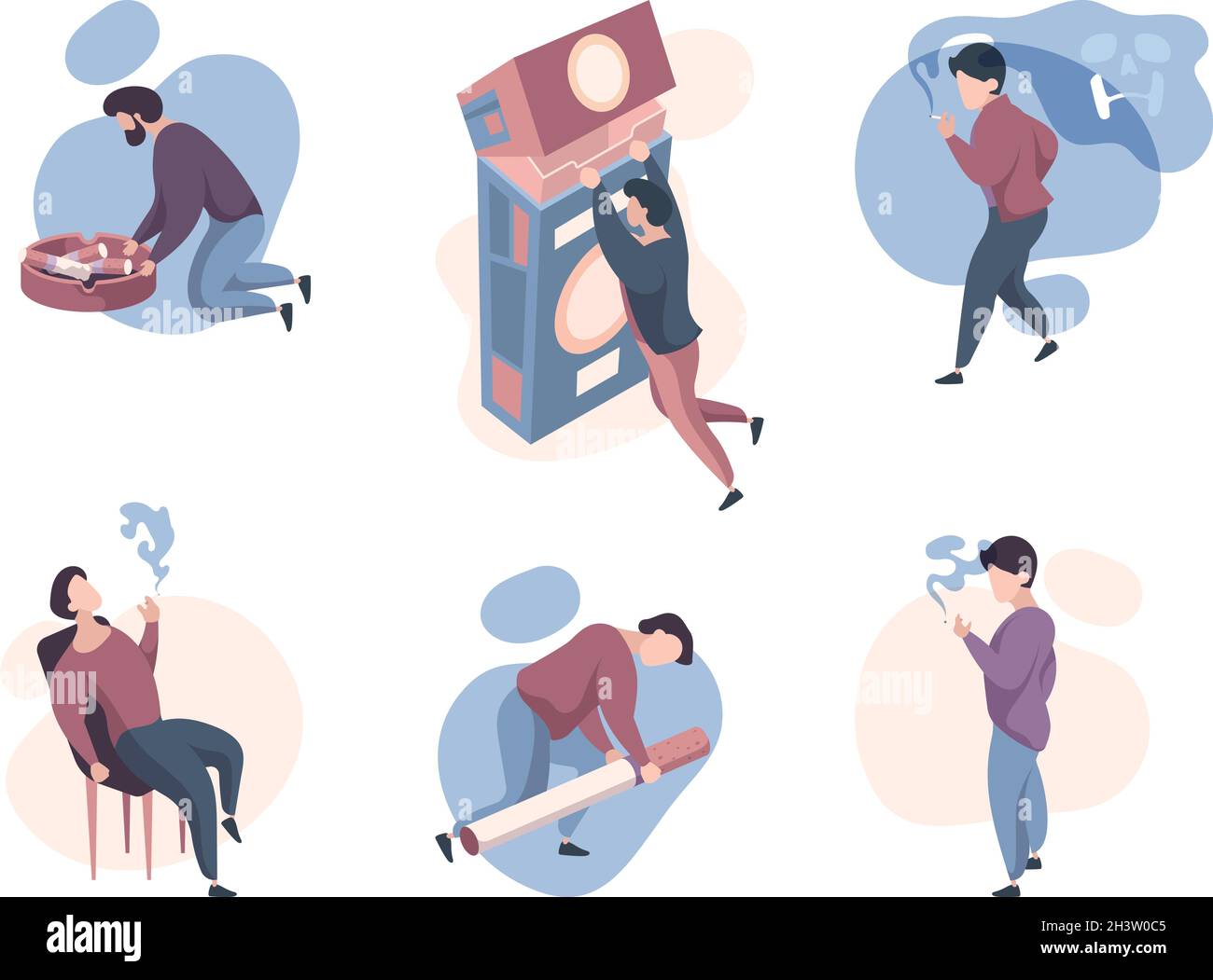 Smokers people. Unhealthy organs of smoker characters concept ...