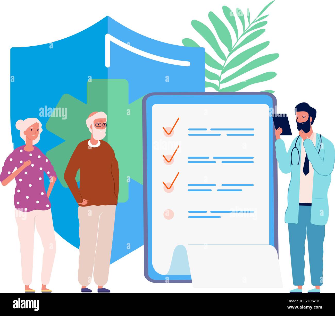 Health insurance for seniors. Medical service, elderly people exam in ...