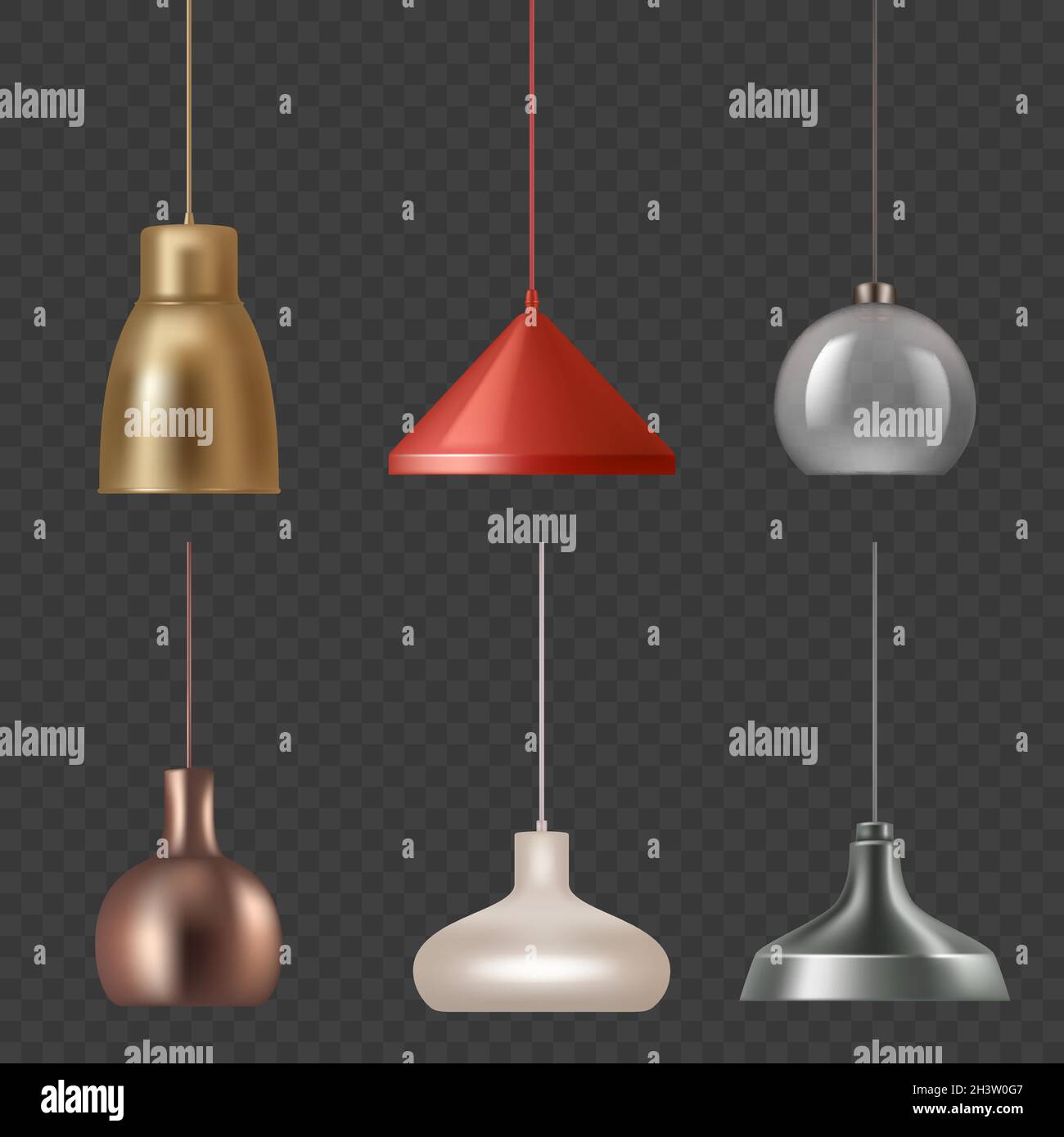 Lamp realistic. Hanging luxury interior decoration modern lamp colored ...