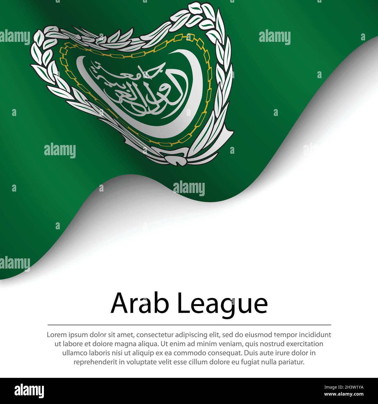 Waving flag of Arab League on white background. Banner or ribbon vector ...