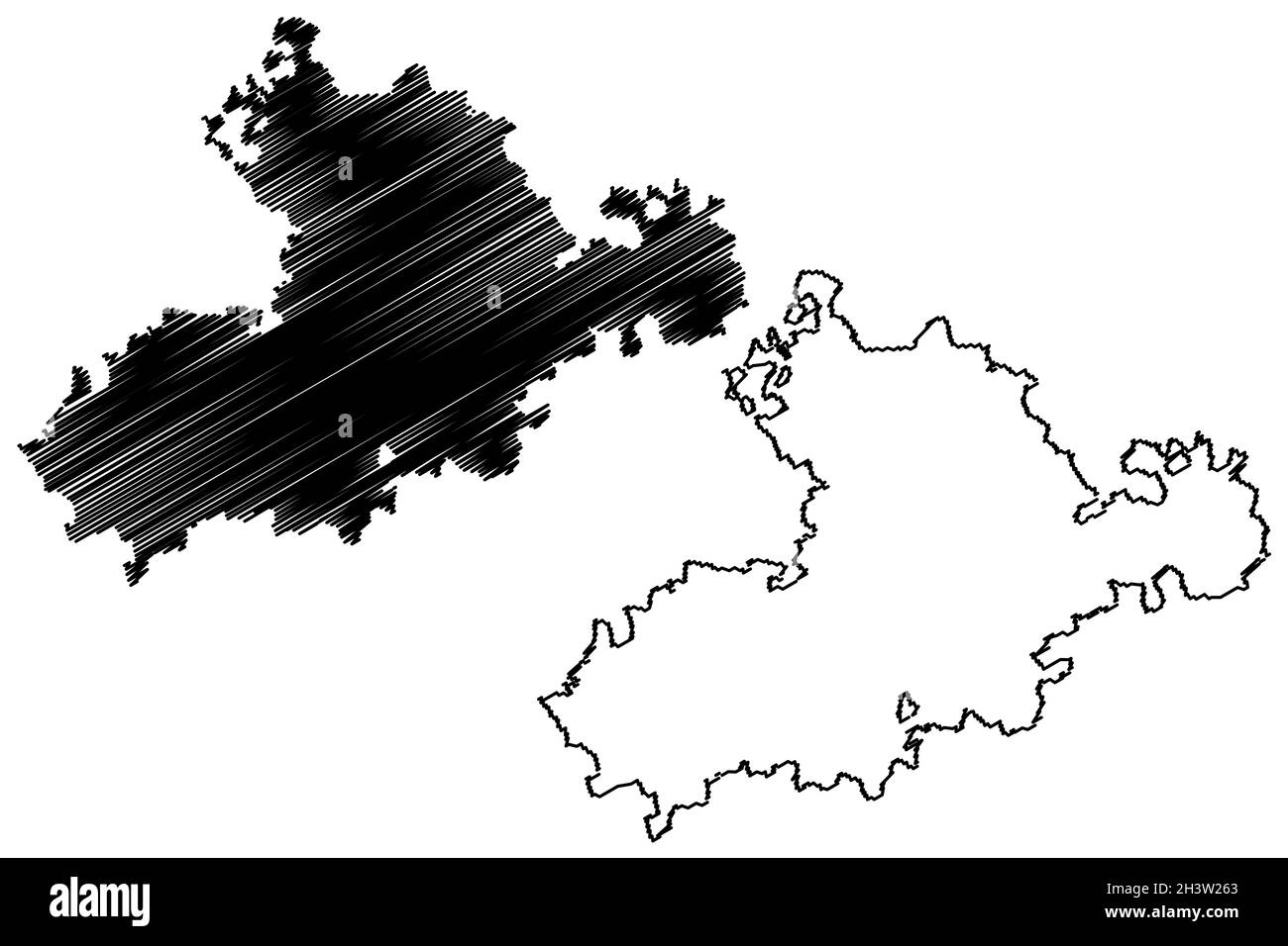 Rajkot district (Gujarat State, Republic of India) map vector ...