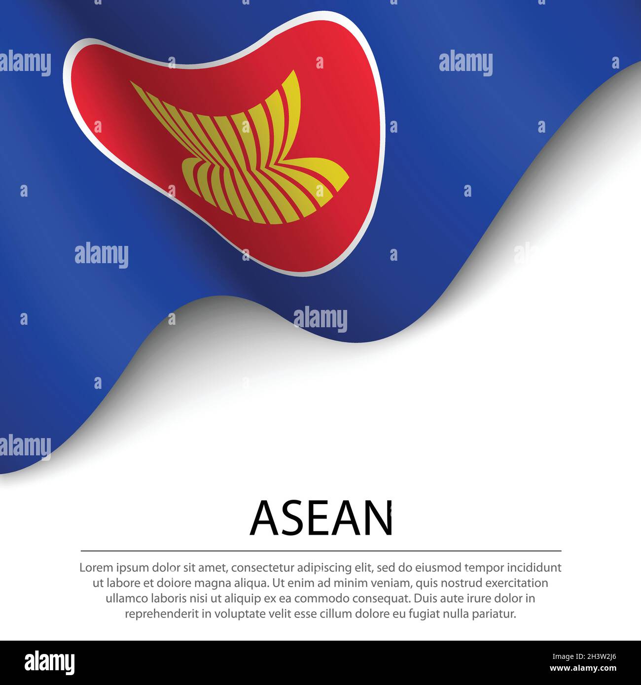 Waving flag of ASEAN on white background. Banner or ribbon vector ...