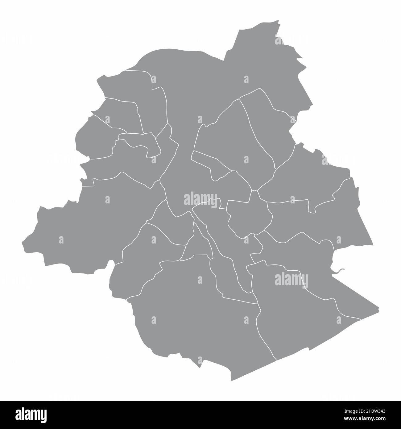 Brussels administrative map isolated on white background, Belgium Stock ...