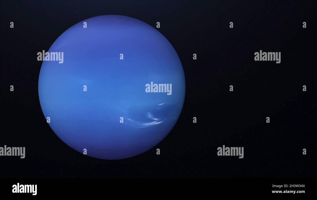 Amazing abstraction of blue Neptune planet rotating among endless stars ...