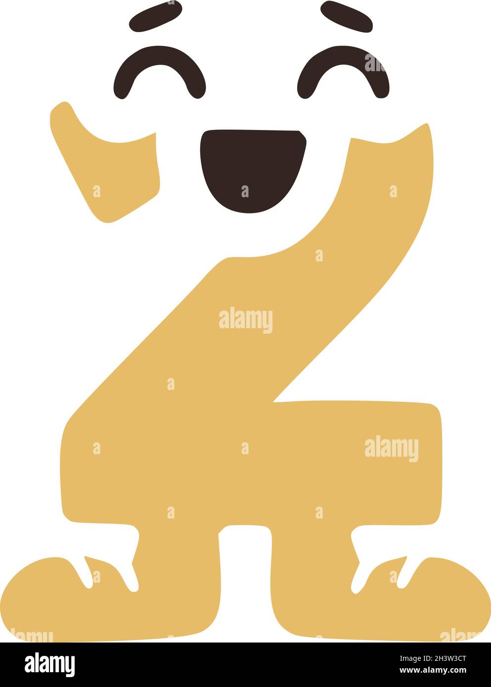 Number 2 funny character in sneakers isolated on white background Stock ...