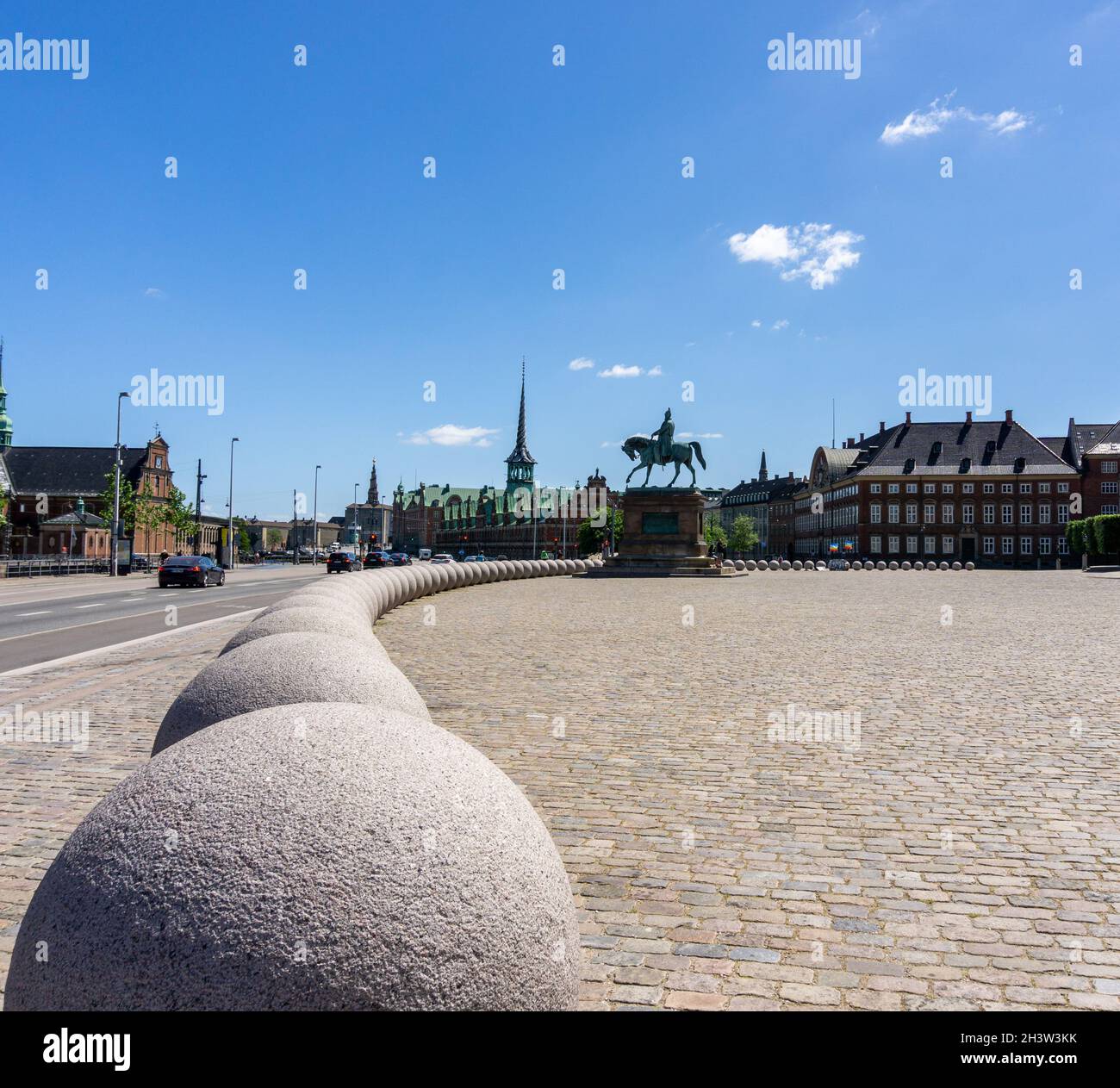 Statue of Frederik VII outside of the Christiansborg Castle in downtown ...