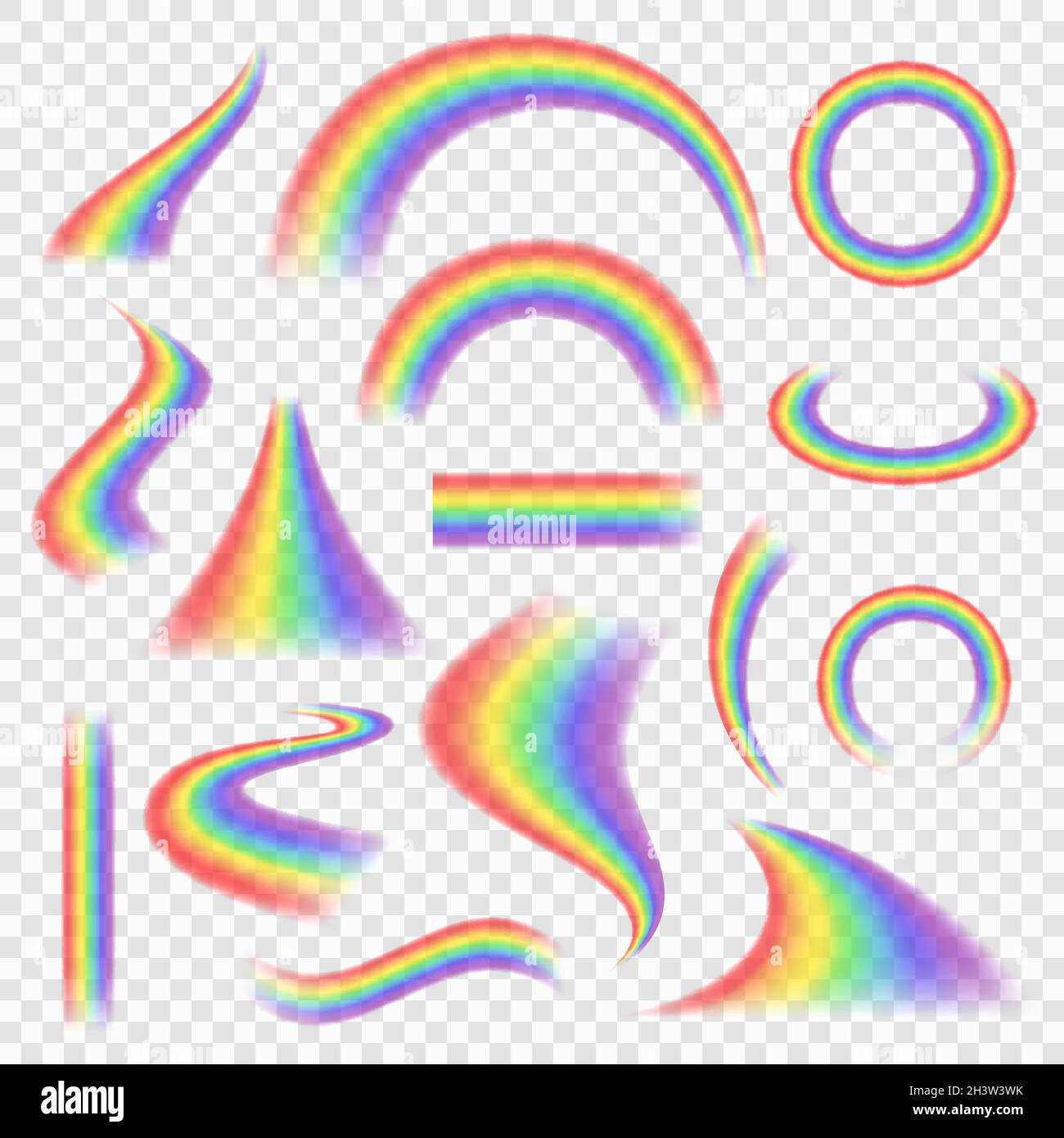 Rainbow set. Colored weather objects spectrum arch rainbow vector ...