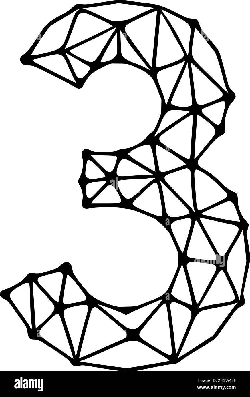 Number 3 polygonal symbol, clip art isolated on white background Stock ...