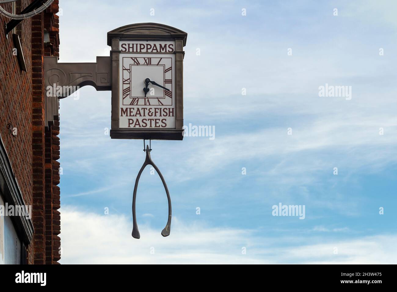 Shippams meat and fish paste company, ornate clock in Chichester high ...