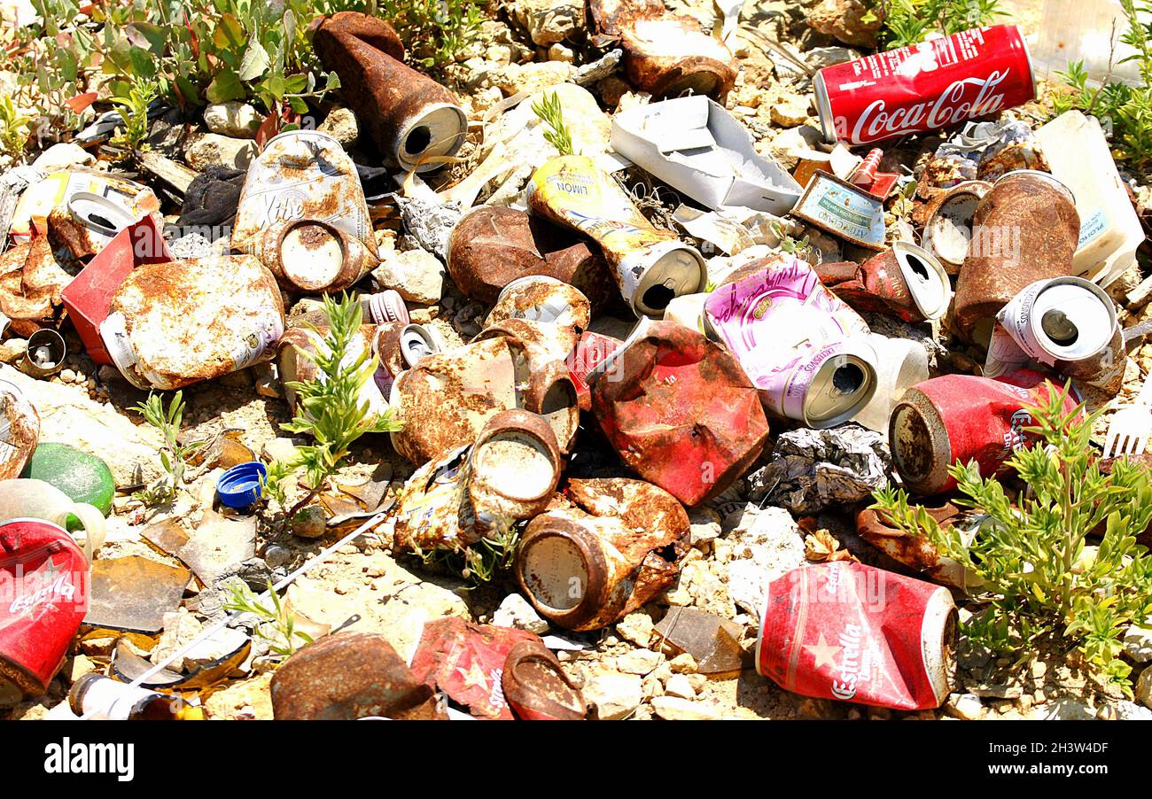 garbage in the streets of Spain, Europe Stock Photo - Alamy