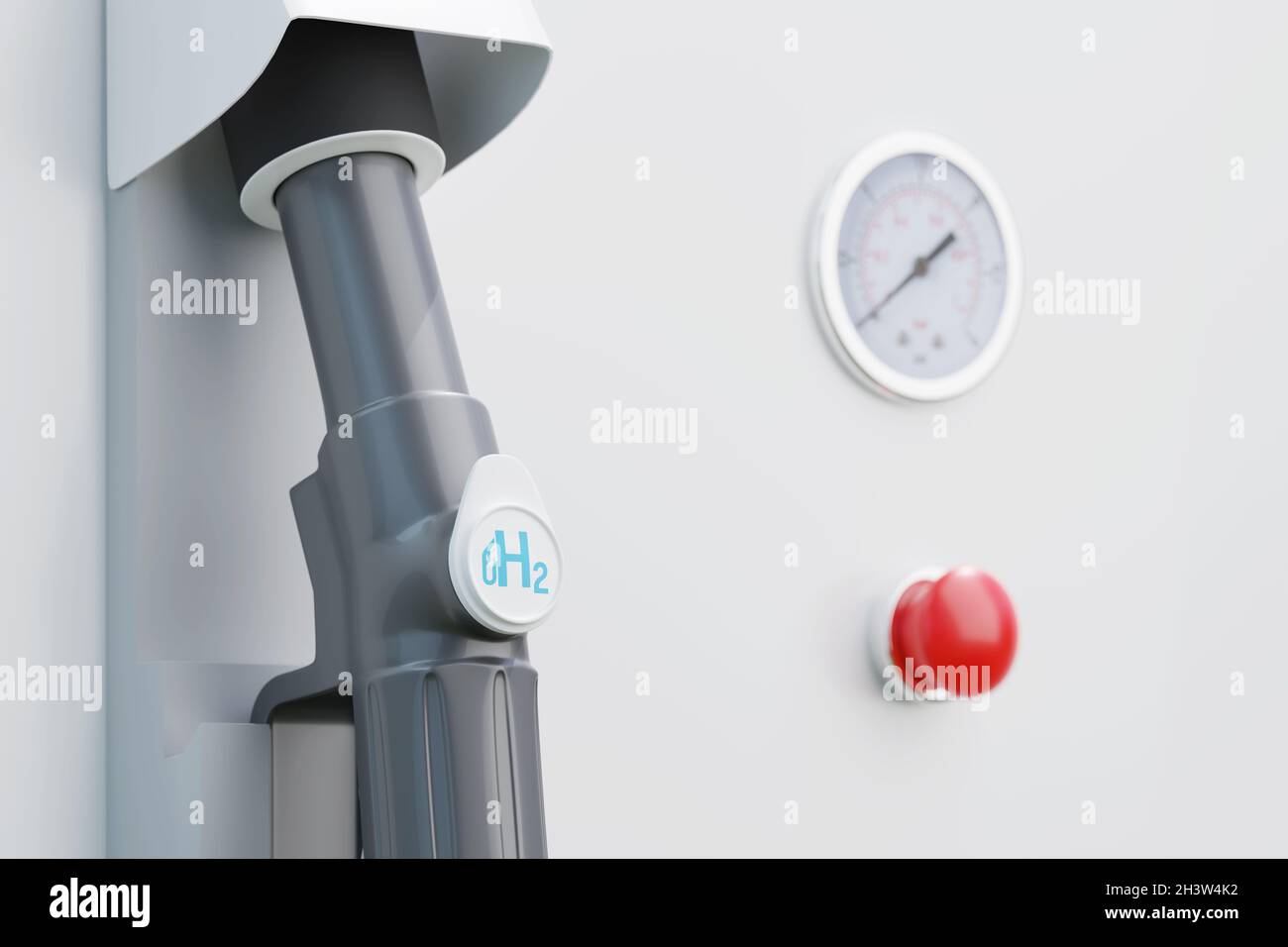 Close up of Hydrogen gas dispenser with copy space. 3d illustration ...