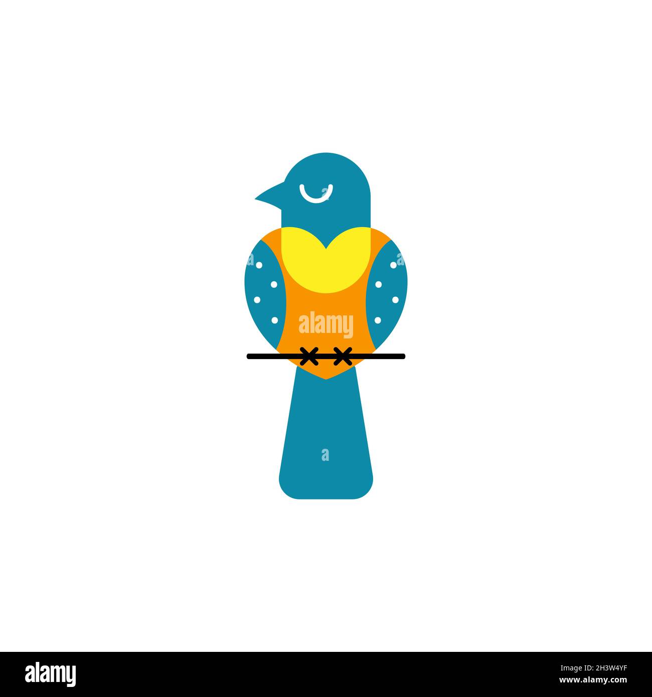 Bird in cartoon geometric style. Flat illustration with abstract bird ...