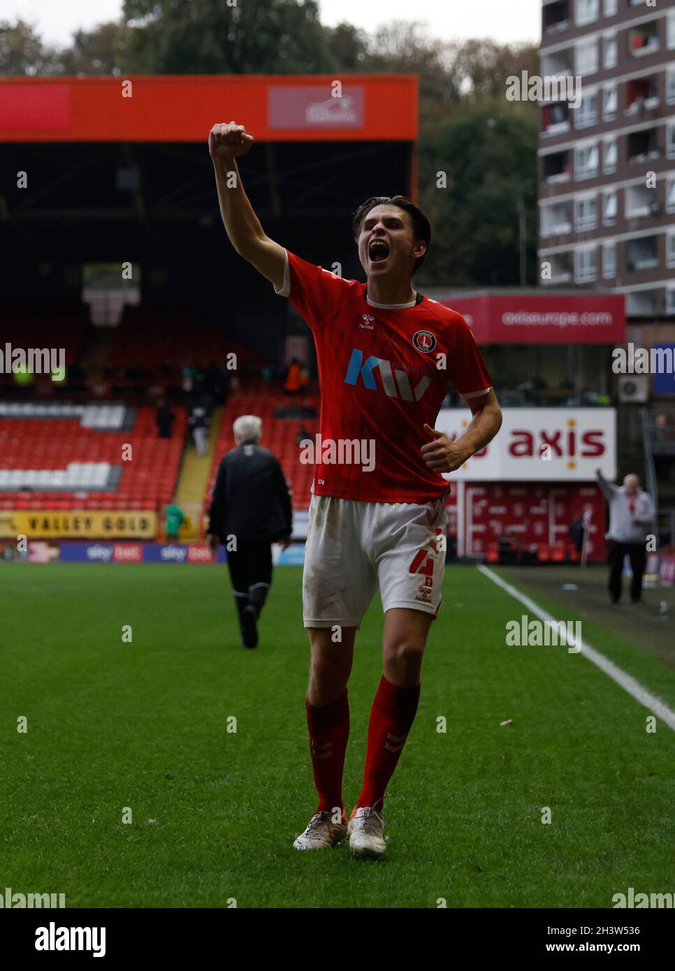 Charlton Athletic's George Dobson celebrates after the Sky Bet League ...
