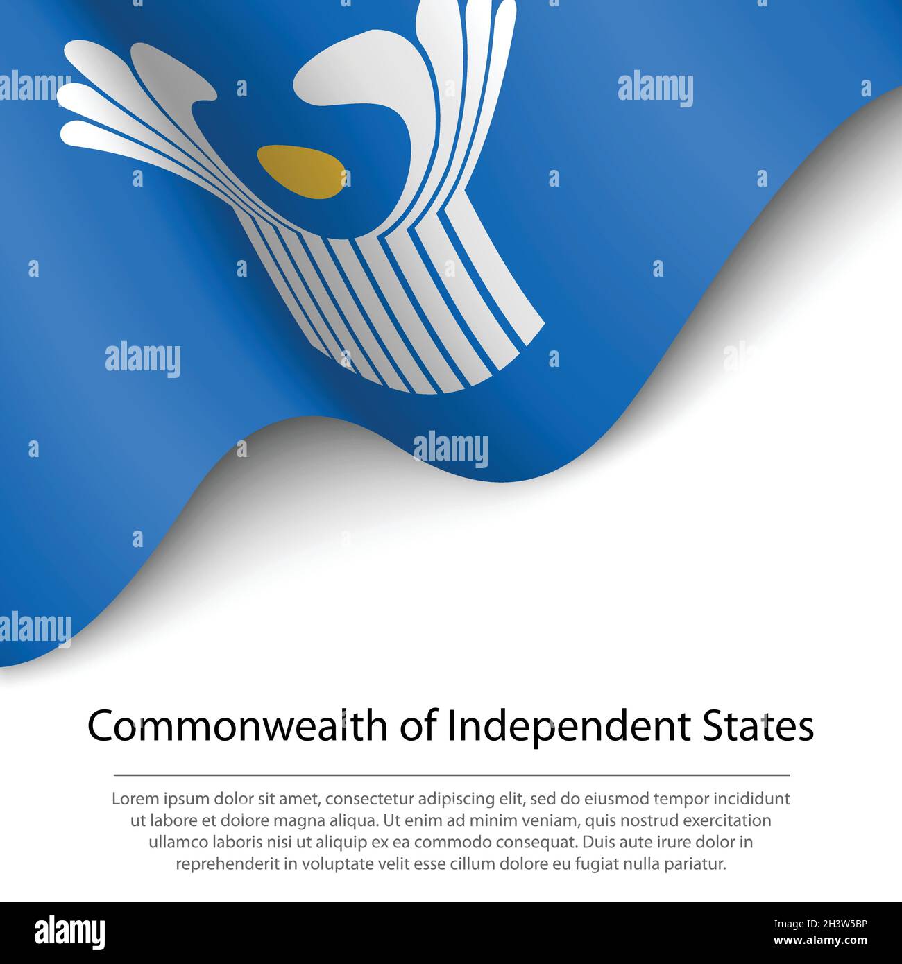 Waving flag of Commonwealth of Independent States on white background ...