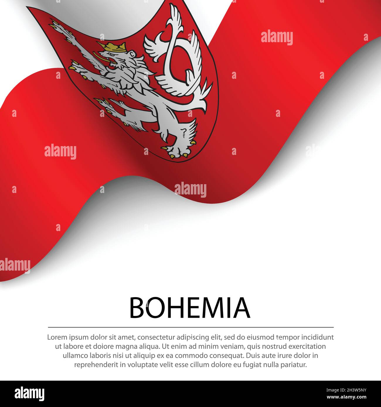 Waving flag of Bohemia on white background. Banner or ribbon vector ...