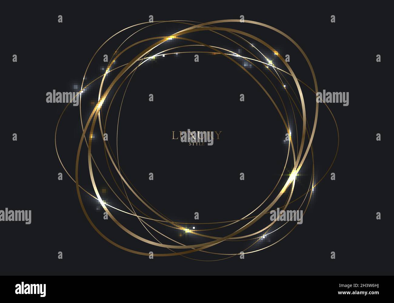 Shiny golden rings with lighting effect on black background. Vector ...
