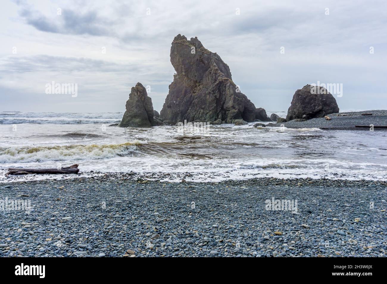 A natural rock monolith at Ruby Beach in Washington State Stock Photo ...