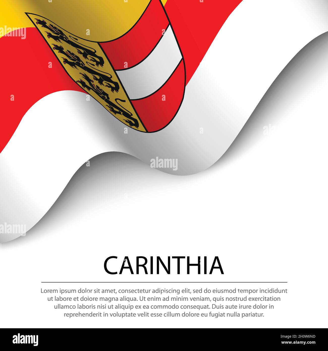 Waving flag of Carinthia is a state of Austria on white background ...