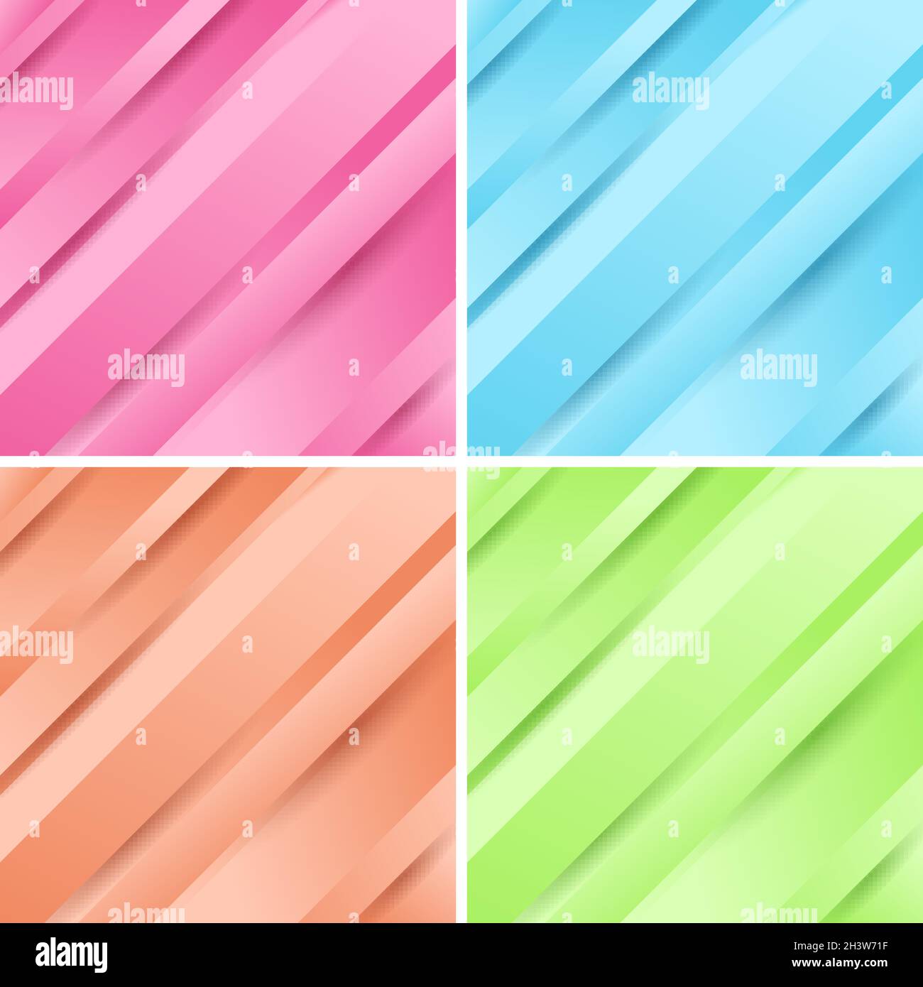 Set of abstract geometric diagonal pink, blue, green, beige gradient ...