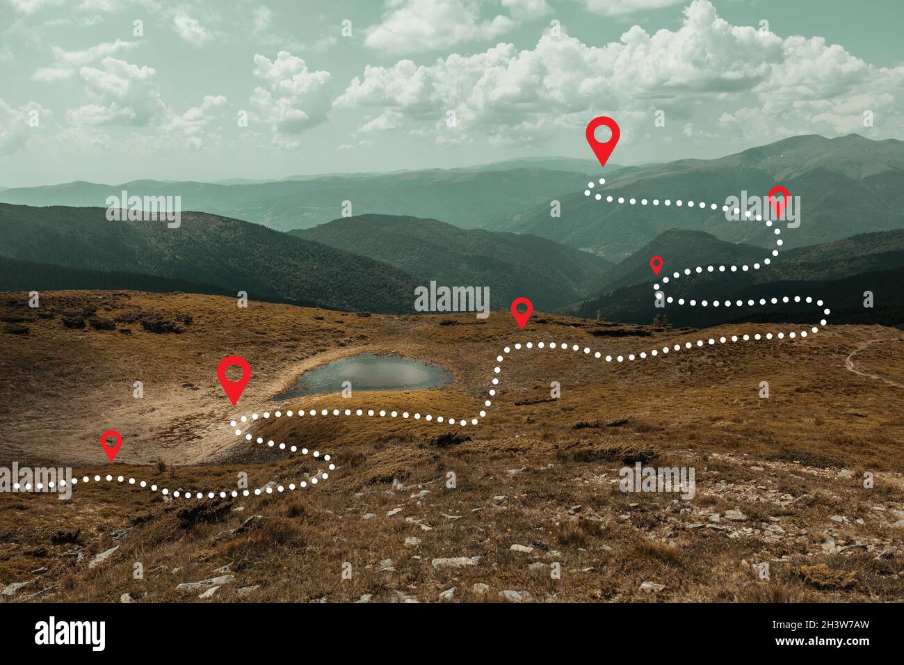 Mountain progression path. Success and goal achievement. Mountain ...