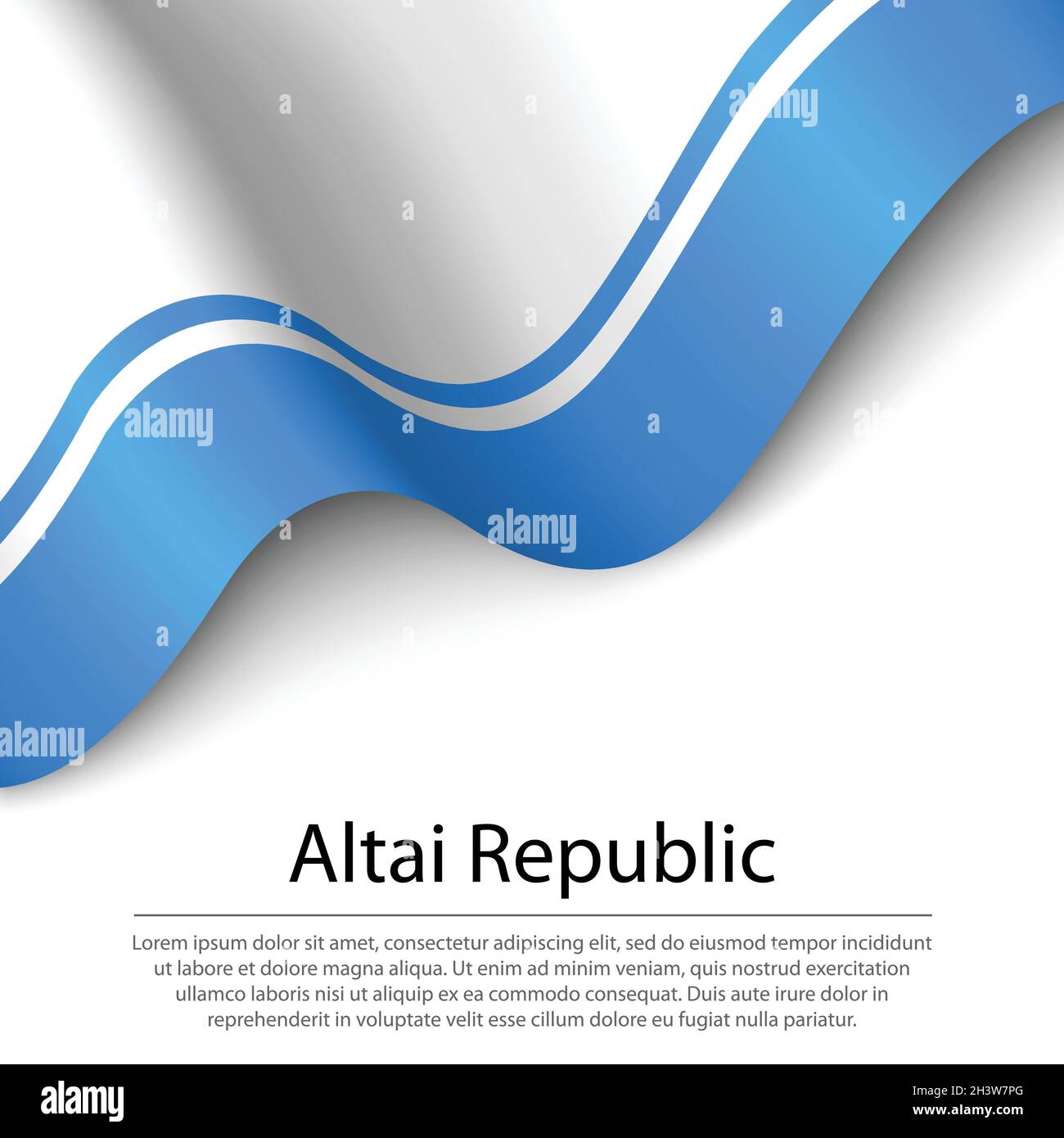 Waving flag of Altai Republic is a region of Russia on white background ...