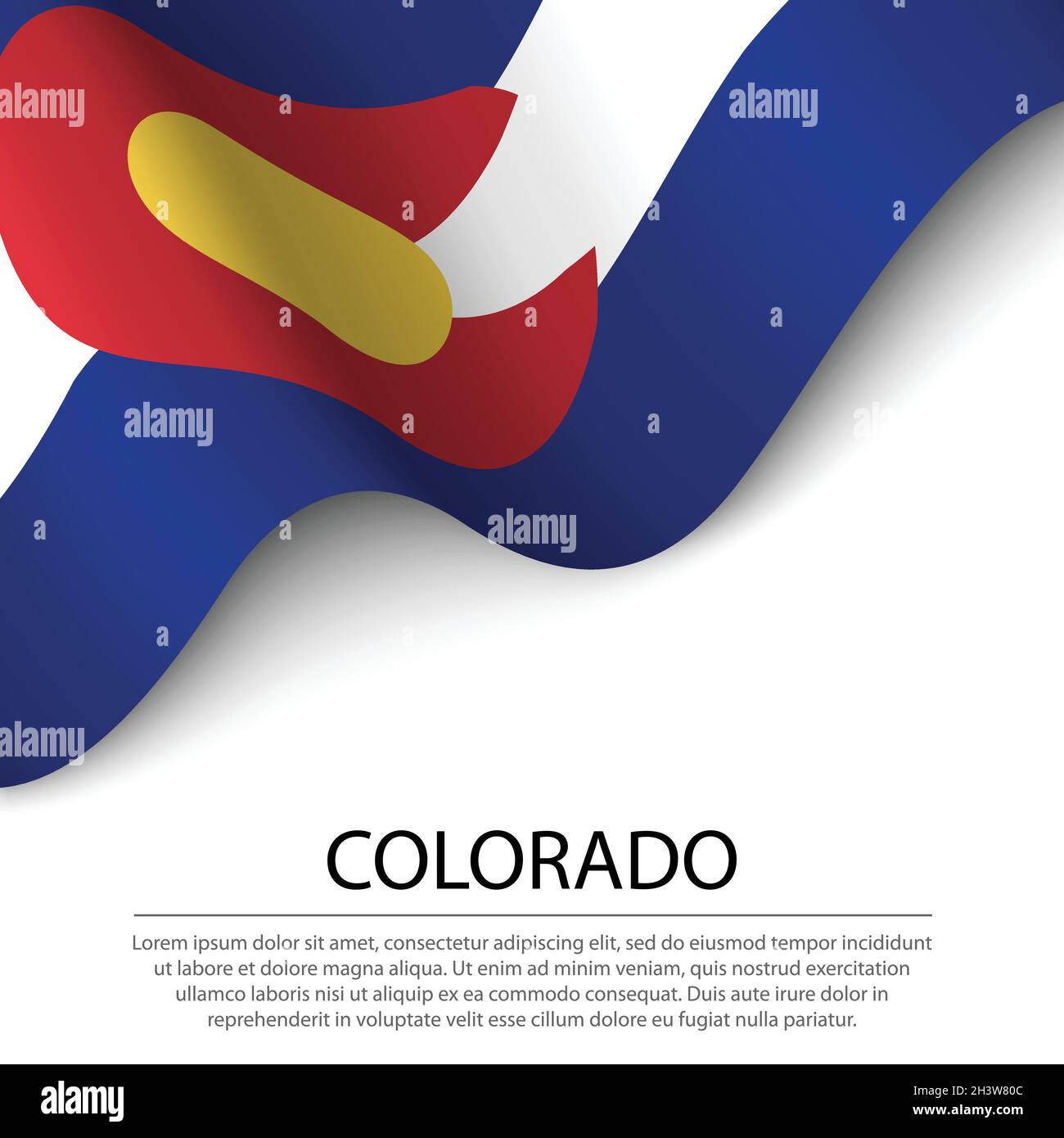 Waving flag of Colorado is a state of USA on white background. Banner ...