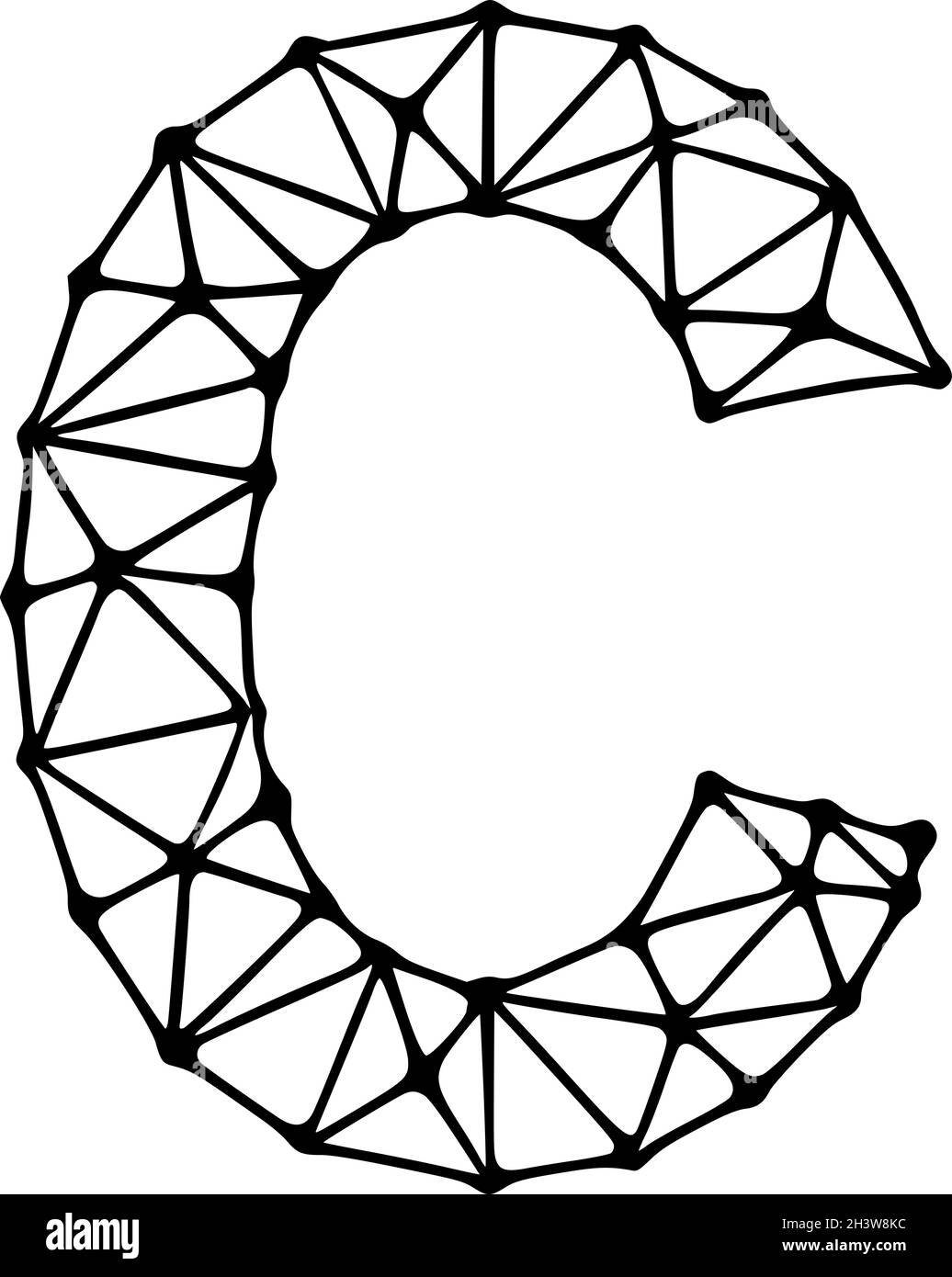Letter c polygonal symbol, clip art isolated on white background Stock ...