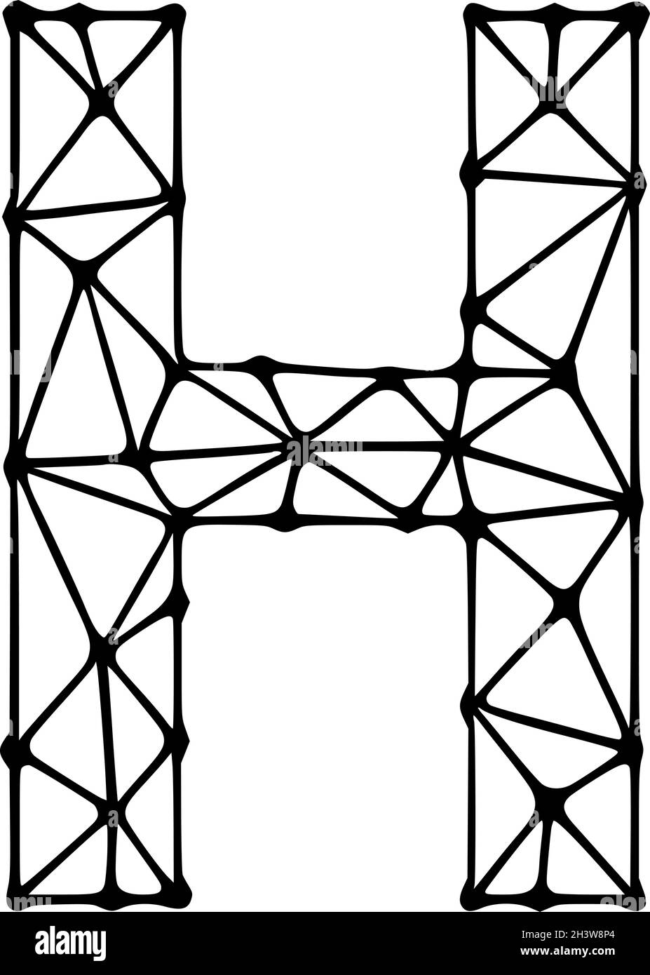 Letter h polygonal symbol, clip art isolated on white background Stock ...