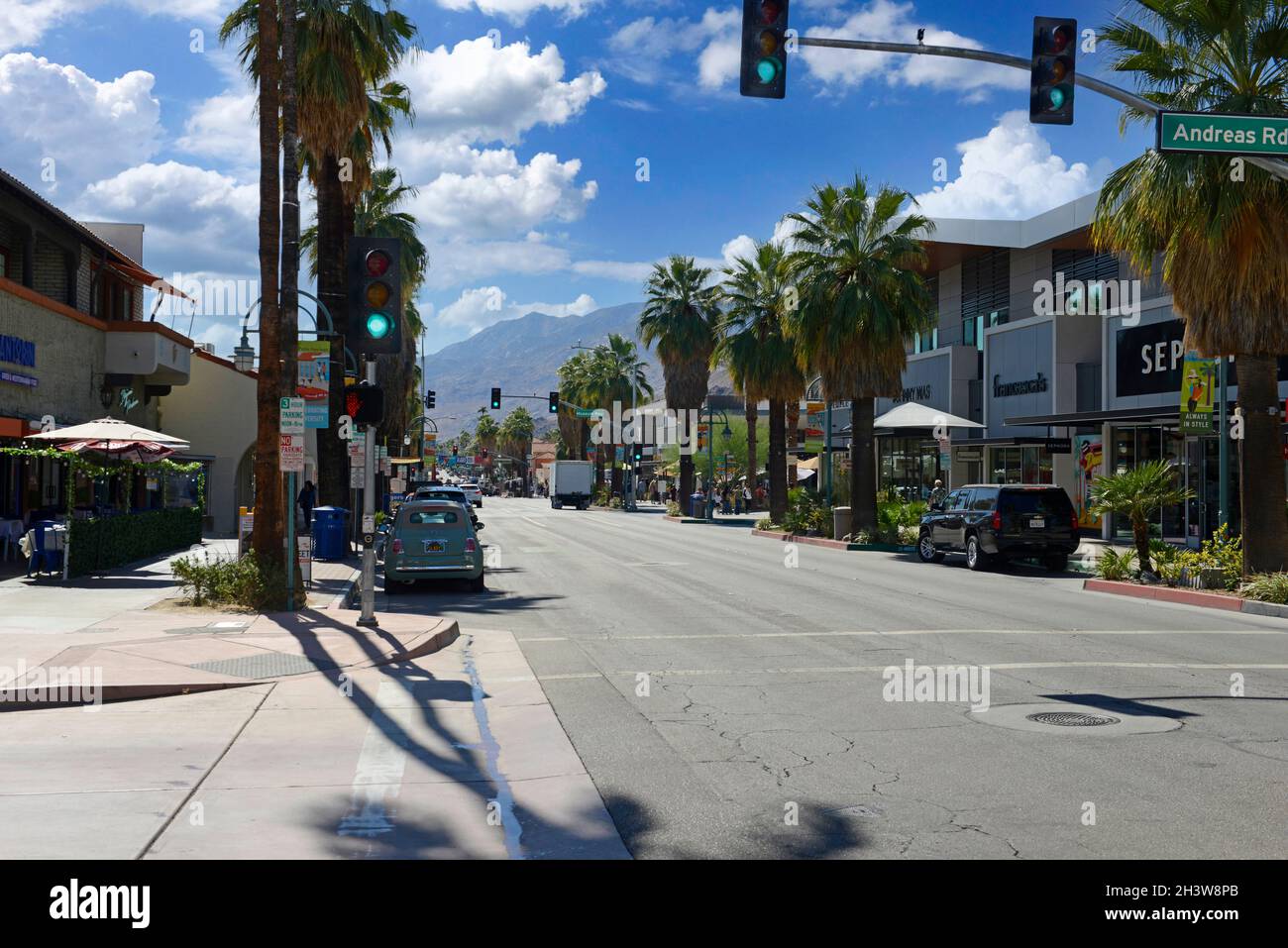 View along N Palm Canyon Dr in Palm Springs CA Stock Photo - Alamy