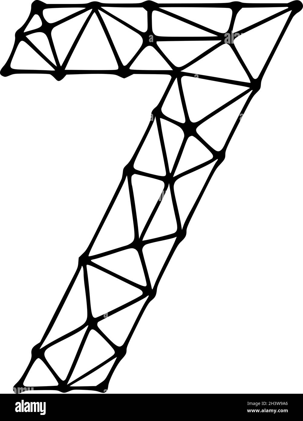 Number 7 polygonal symbol, clip art isolated on white background Stock ...
