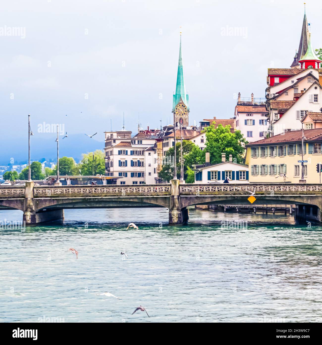 Zurich, Switzerland view of historic Old Town buildings near main ...