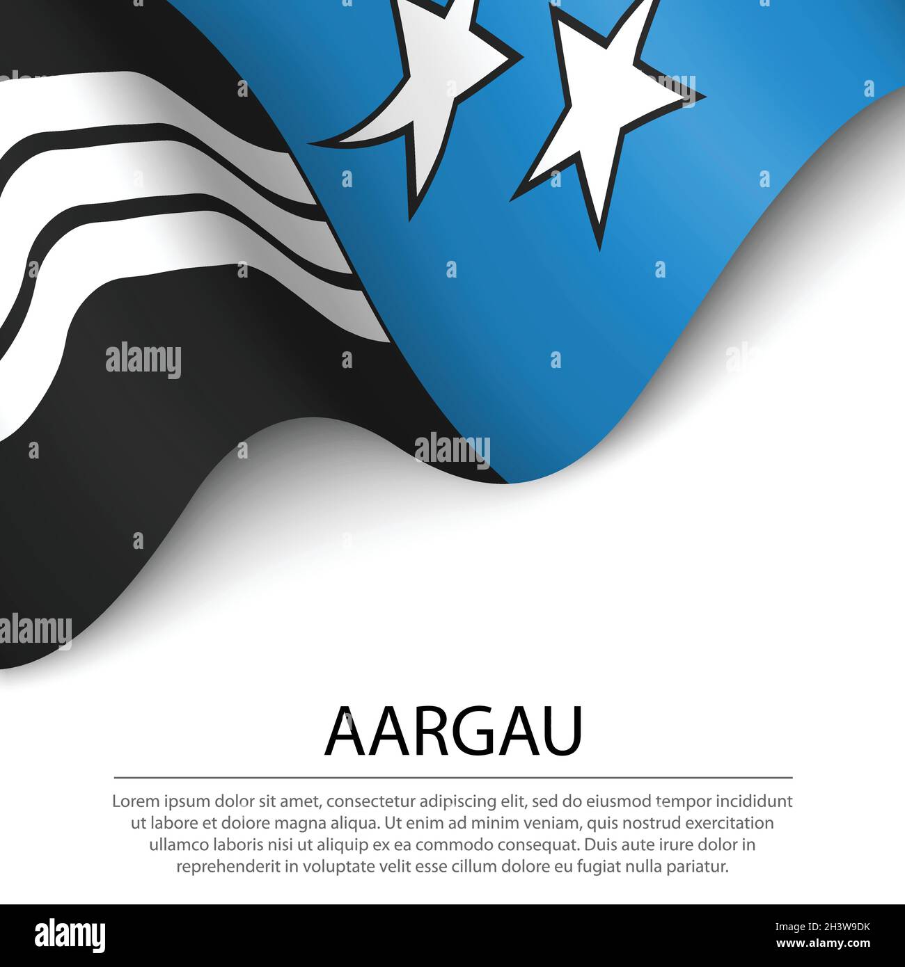 Waving flag of Aargau is a canton of Switzerland on white background ...