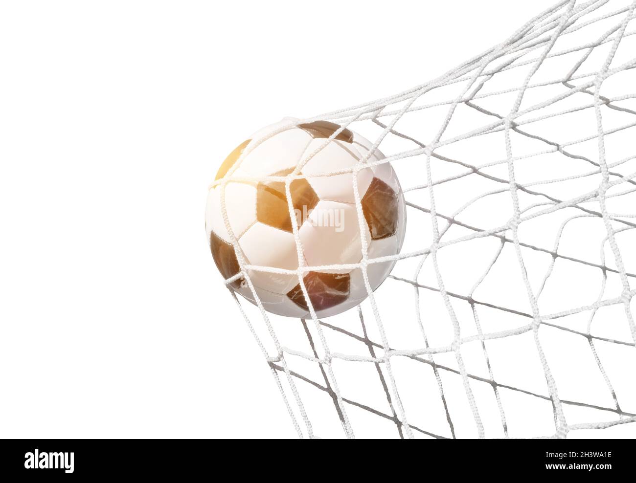 Soccer ball in the net of a goal. Soccer concept Stock Photo - Alamy