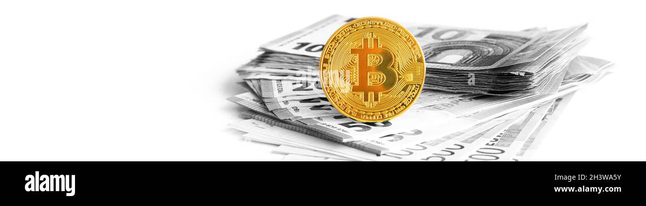 Physical bitcoin. Virtual crypto currency coin. Blockchain technology ...