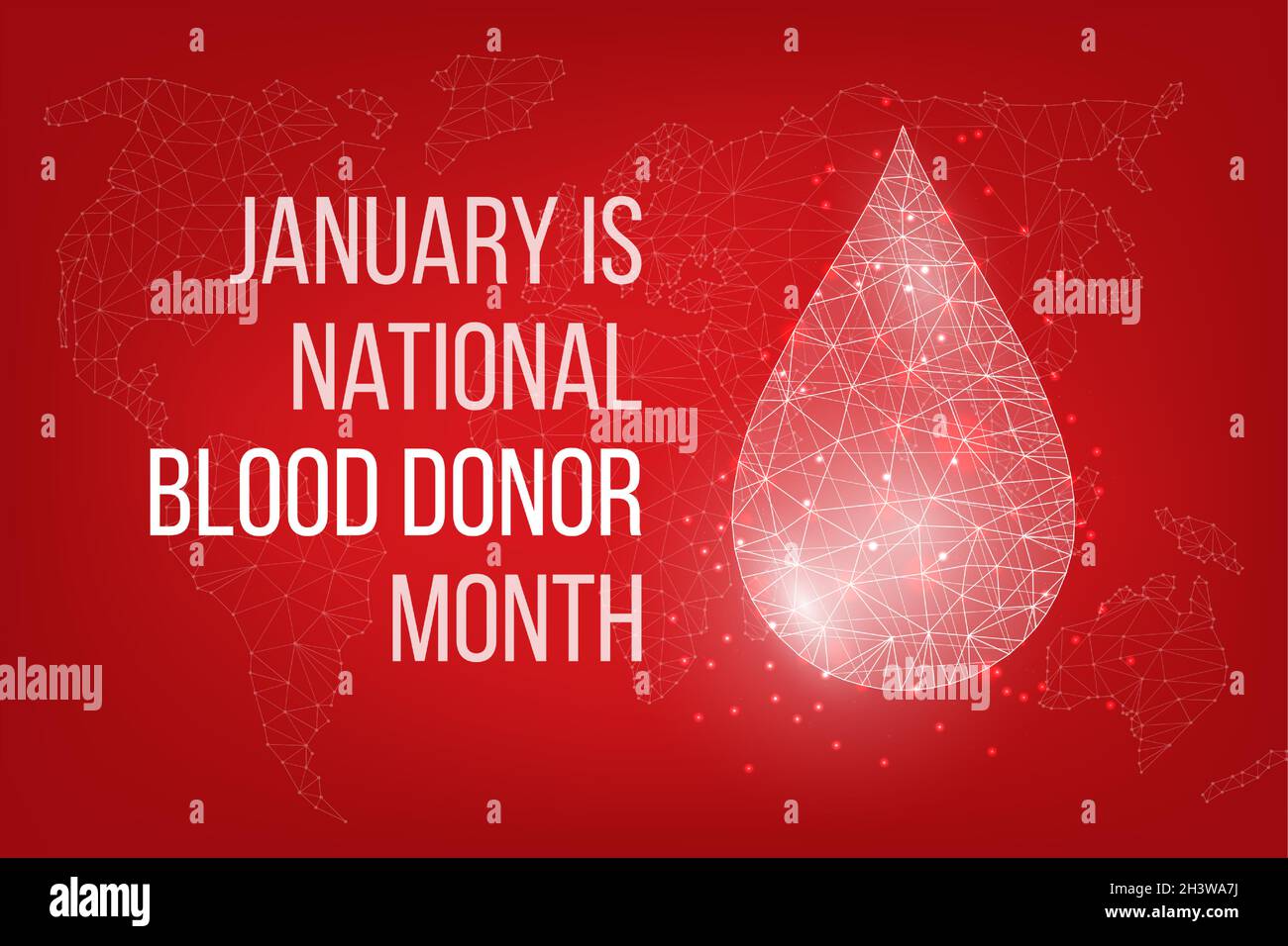 National Blood Donor Month concept. Banner with glowing low poly white ...