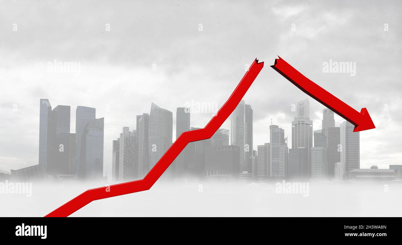 Econimical crisis concept. Spread in the world, economy is down. 3d ...