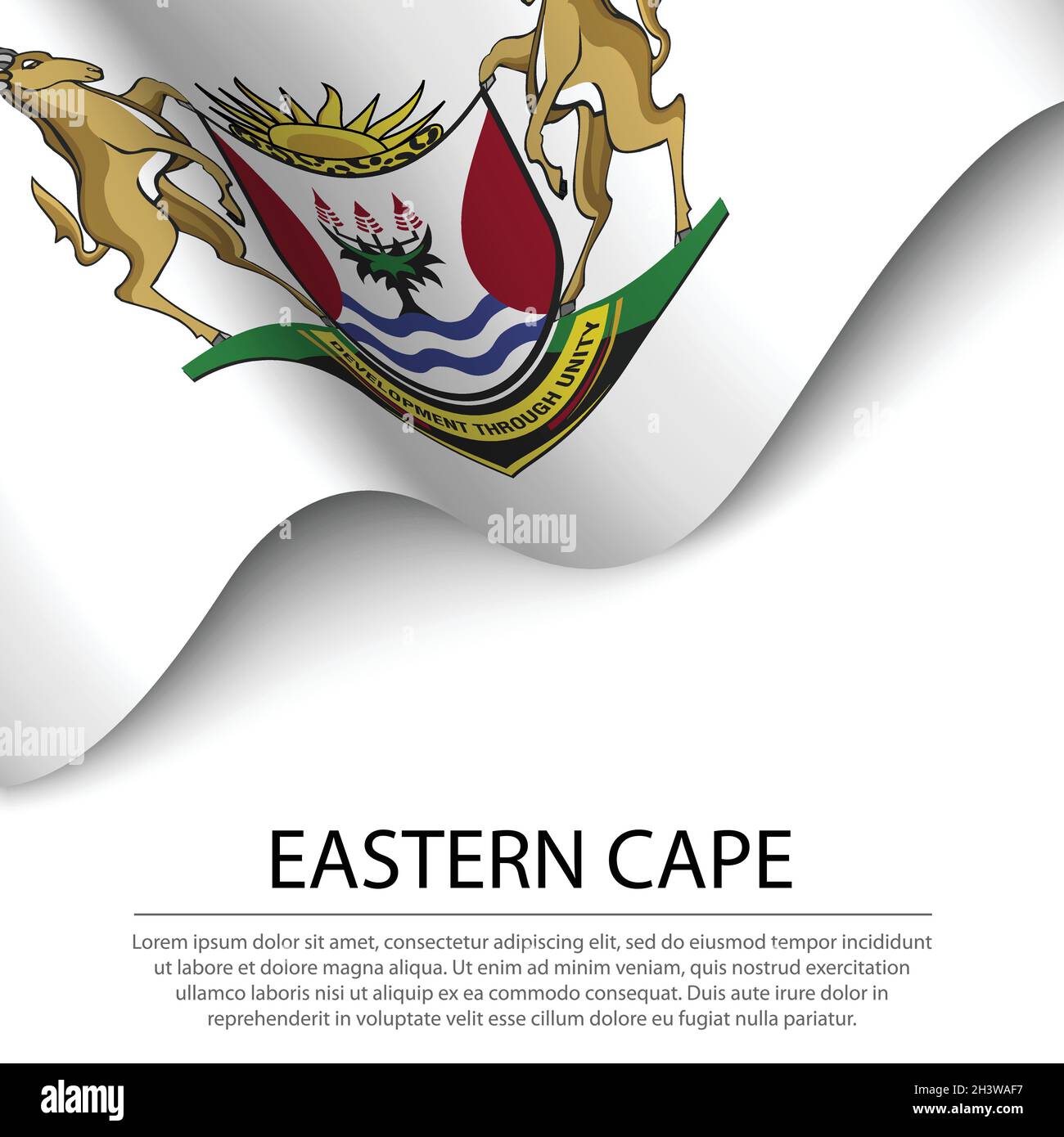 Waving flag of Eastern Cape is a Province of South Africa on white ...