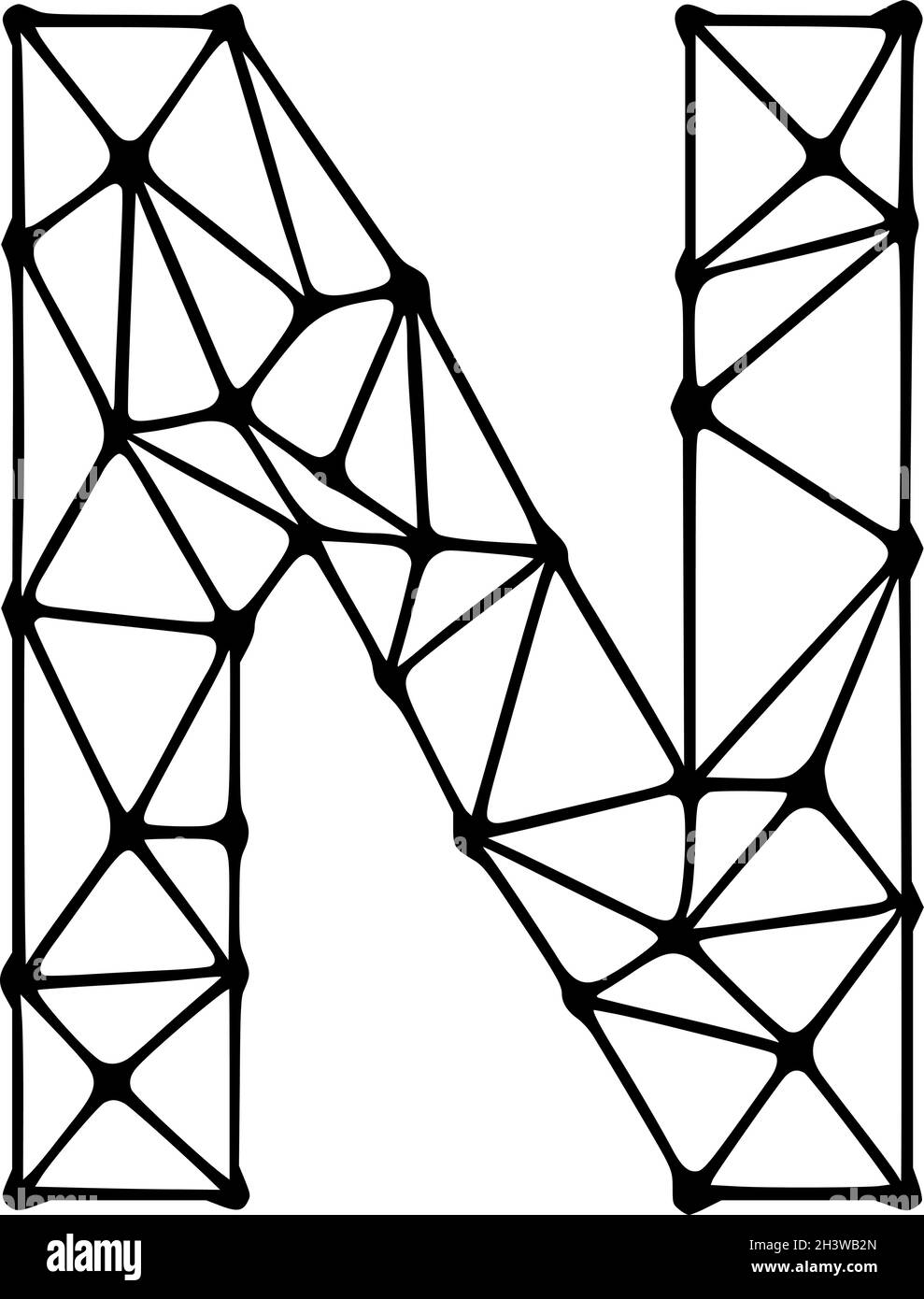 Letter n polygonal symbol, clip art isolated on white background Stock ...