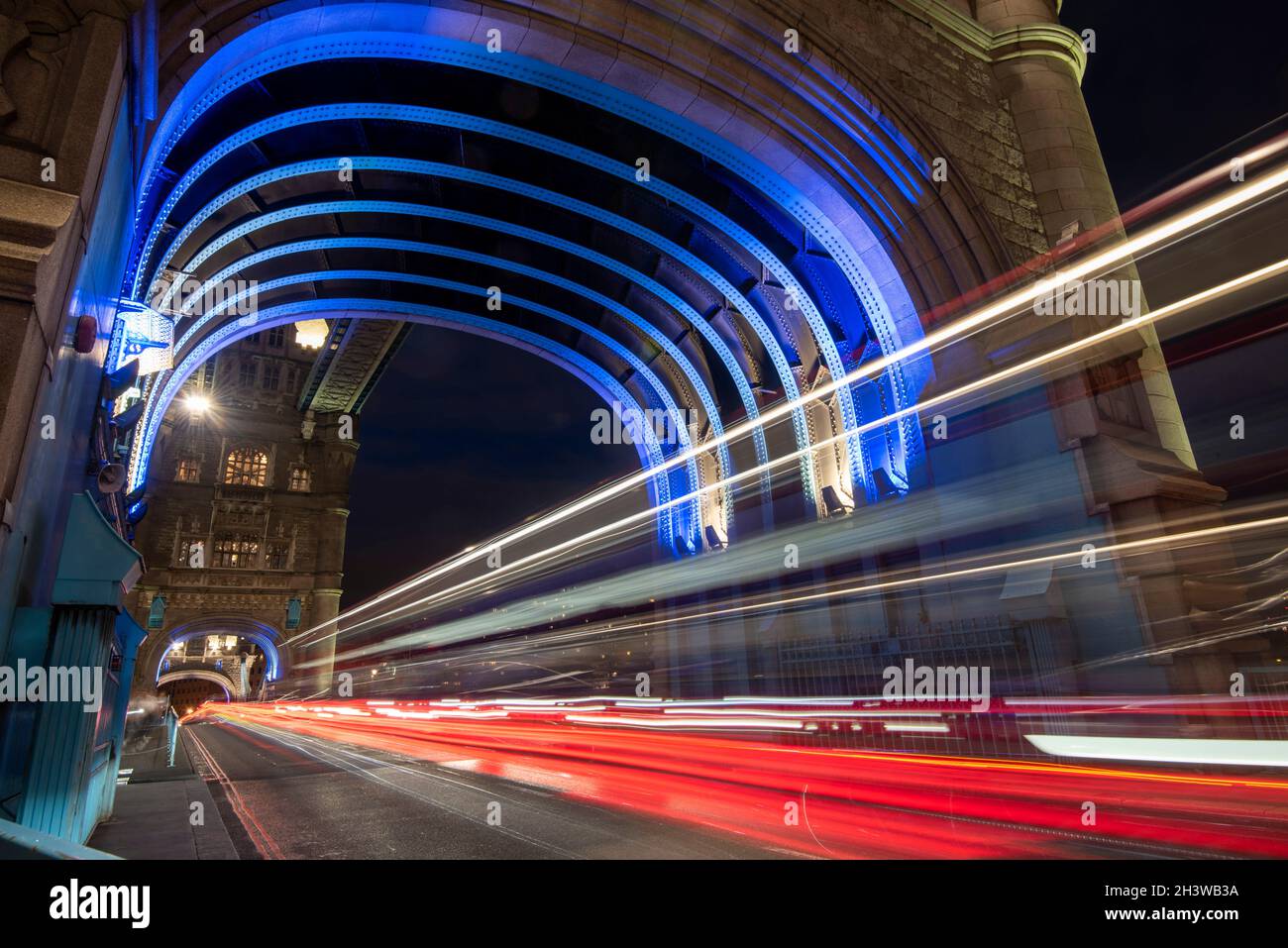 Traffic Light Trails on Tower Bridge, London England UK Stock Photo - Alamy