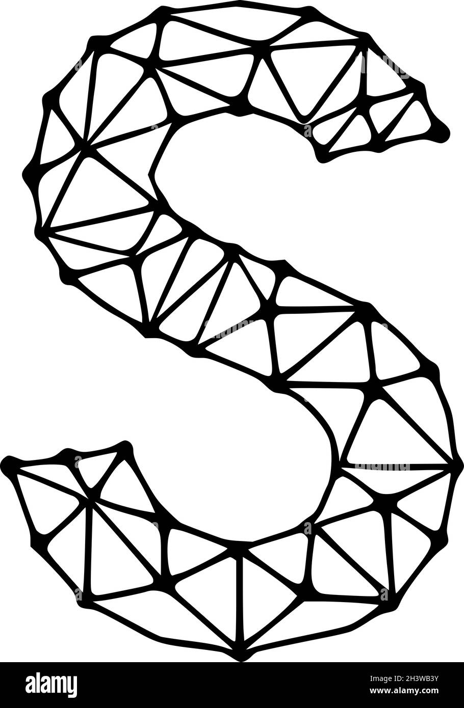 Letter s polygonal symbol, clip art isolated on white background Stock ...